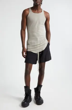 Rick Owens Longline Cotton Tank Top - Pearl