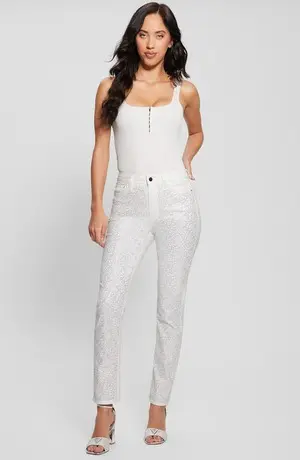 Guess Rhinestone Embellished Slim Fit Pants