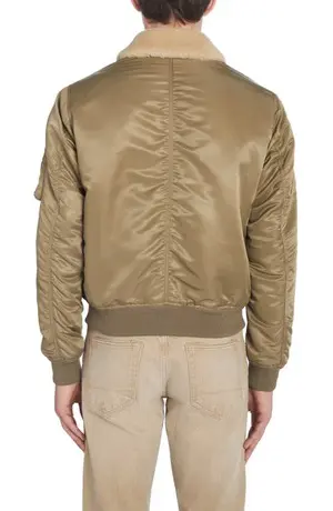 TOM FORD Nylon Twill Flight Jacket With Genuine Shearling Collar