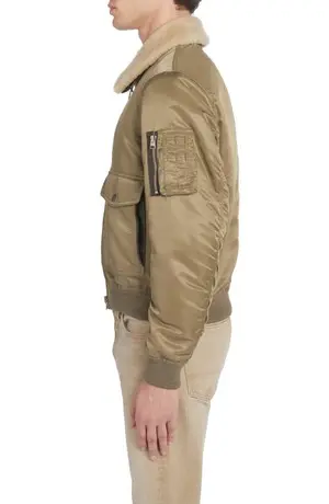 TOM FORD Nylon Twill Flight Jacket With Genuine Shearling Collar