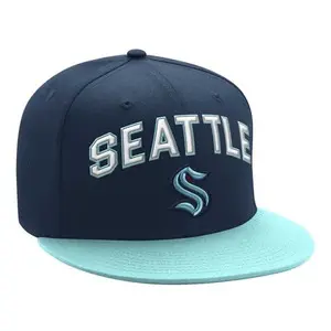 STARTER Deep Sea Blue/light Blue Seattle Kraken Arch Logo Two-tone Snapback Hat - Navy