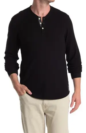 Joe's Jeans Double Face Thermal Henley Shirt Stretch Limo