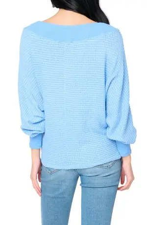 GIBSONLOOK Open Weave Sweater - Cornflower Blue