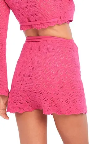 CAPITTANA Kaia Openwork Crochet Cover-up Miniskirt - Fuchsia