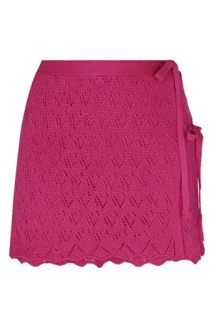 CAPITTANA Kaia Openwork Crochet Cover-up Miniskirt - Fuchsia