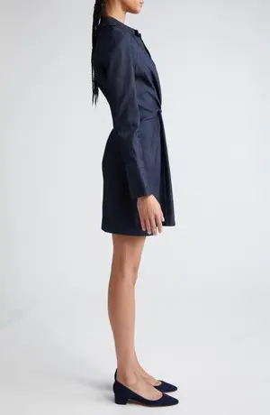 Cinq À Sept Mckenna Twist Front Long Sleeve Denim Minidress - Indigo