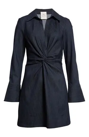 Cinq À Sept Mckenna Twist Front Long Sleeve Denim Minidress - Indigo