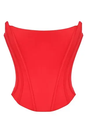 House Of Cb Genevieve Strapless Satin Corset Top - Salsa