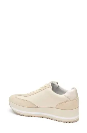 Johnston & Murphy Gracie Side Zip Sneaker - Bone Calfskin/kid Suede