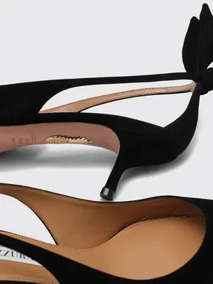 AQUAZZURA Suede Pumps With Bow Detailing And Cutout Design - Black