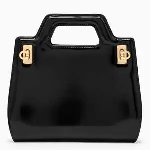 FERRAGAMO Black Leather Wanda Bag