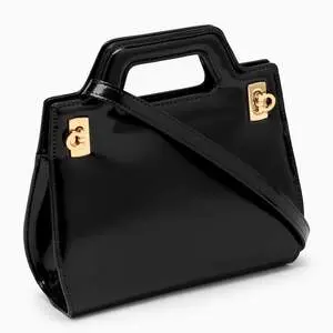 FERRAGAMO Black Leather Wanda Bag