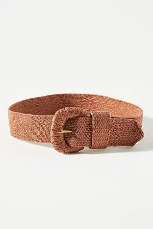 Anthropologie Raffia-wrapped Stretch Waist Belt - Brandy