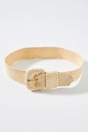 Anthropologie By Anthropologie Raffia-Wrapped Stretch Waist Belt Ivory