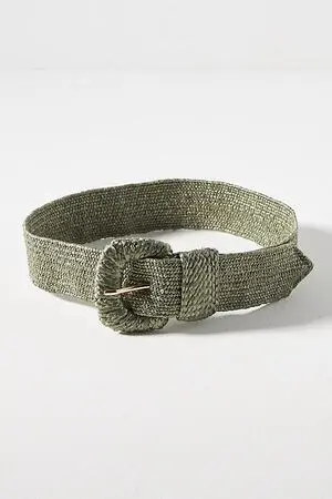 Anthropologie By Anthropologie Raffia-Wrapped Stretch Waist Belt Moss