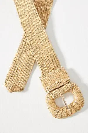 Anthropologie Raffia-wrapped Stretch Waist Belt - Natural/gold