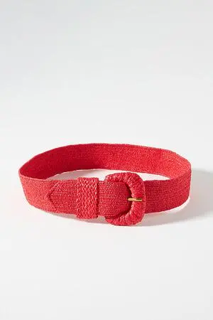 Anthropologie Raffia-wrapped Stretch Waist Belt - Red
