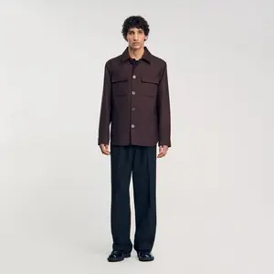 Sandro Buttoned Oversized Shirt - Chocolate
