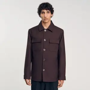 Sandro Buttoned Oversized Shirt - Chocolate