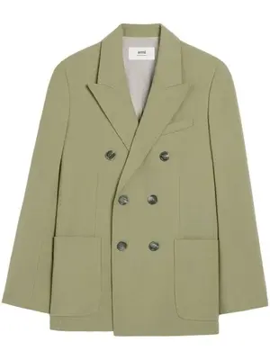 AMI Paris Double-breasted Peak-lapel Blazer