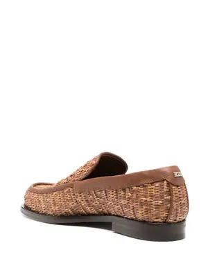 Gcds Monogram Embossed Raffia Loafers