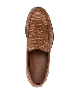 Gcds Monogram Embossed Raffia Loafers