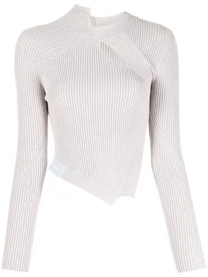 FENG CHEN WANG Asymmetric Ribbed-knit Top - Purple