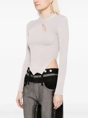 FENG CHEN WANG Asymmetric Ribbed-knit Top - Purple