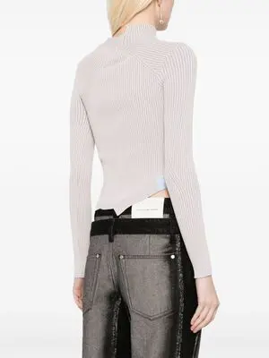 FENG CHEN WANG Asymmetric Ribbed-knit Top - Purple