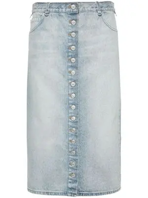 COURREGES D-rings Denim Midi Skirt - Blue
