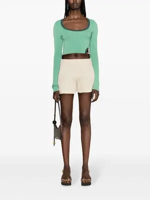 Alanui Ribbed-knit Shorts - Neutrals