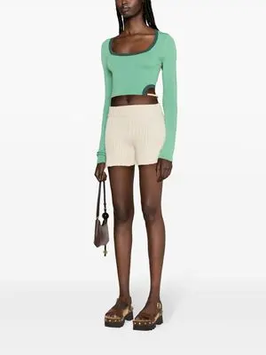 Alanui Ribbed-knit Shorts - Neutrals