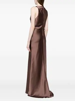 Amsale Asymmetric Draped Gown - Brown