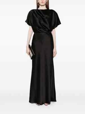 Amsale Draped Satin Gown - Black