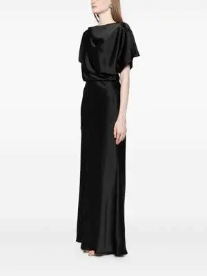 Amsale Draped Satin Gown - Black