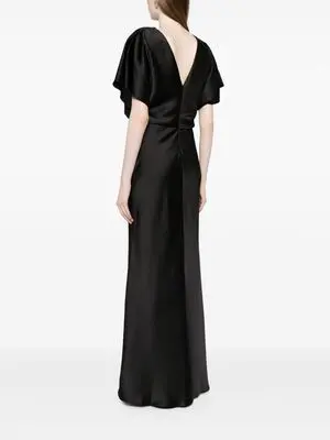 Amsale Draped Satin Gown - Black