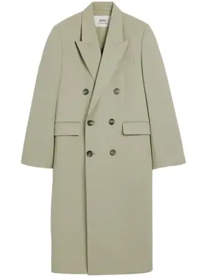 Ami Double-breasted Virgin Wool Coat - Green