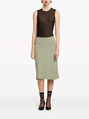 AMI Paris Crepe Midi Skirt - Green