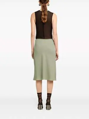 AMI Paris Crepe Midi Skirt - Green