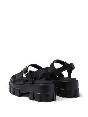 Prada Monolith Triangle-logo Platform Sandals - Black