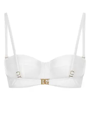 Dolce & Gabbana Logo-plaque Bikini Top - White