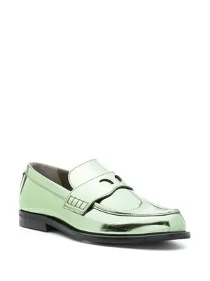 Gcds Wirdo Patent-leather Loafers - Green