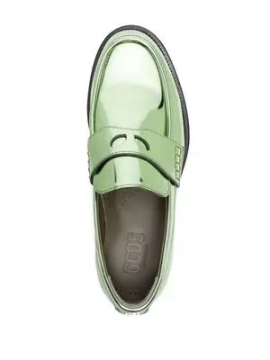 Gcds Wirdo Patent-leather Loafers - Green