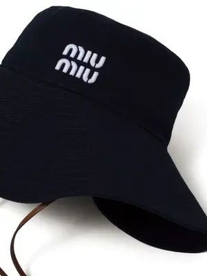 Miu Miu Embroidered Bucket Hat - Blue | Editorialist display picture 1