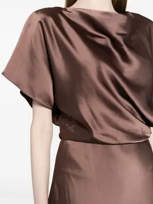 Amsale Draped Satin Gown