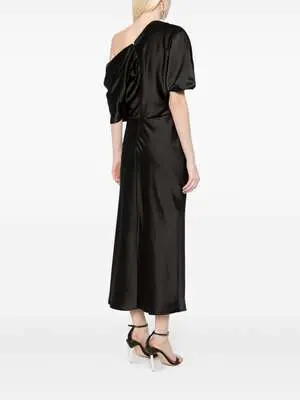 Amsale Off-shoulder Draped Midi Dress - Black