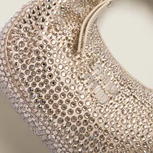 Miu Miu Wander Satin And Silk Mini Hobo Bag With Synthetic Crystals