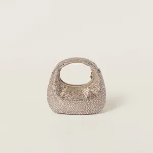 Miu Miu Wander Satin And Silk Mini Hobo Bag With Synthetic Crystals