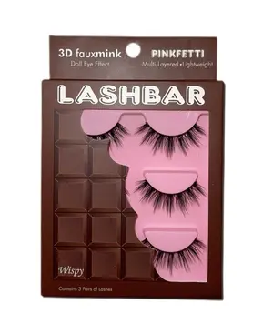 LASHBAR 3-pack Pinkfetti 3d Fauxmink Lash Bar False Eyelashes