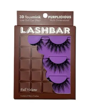 LASHBAR 3-pack Purplicious 3d Fauxmink Lash Bar False Eyelashes